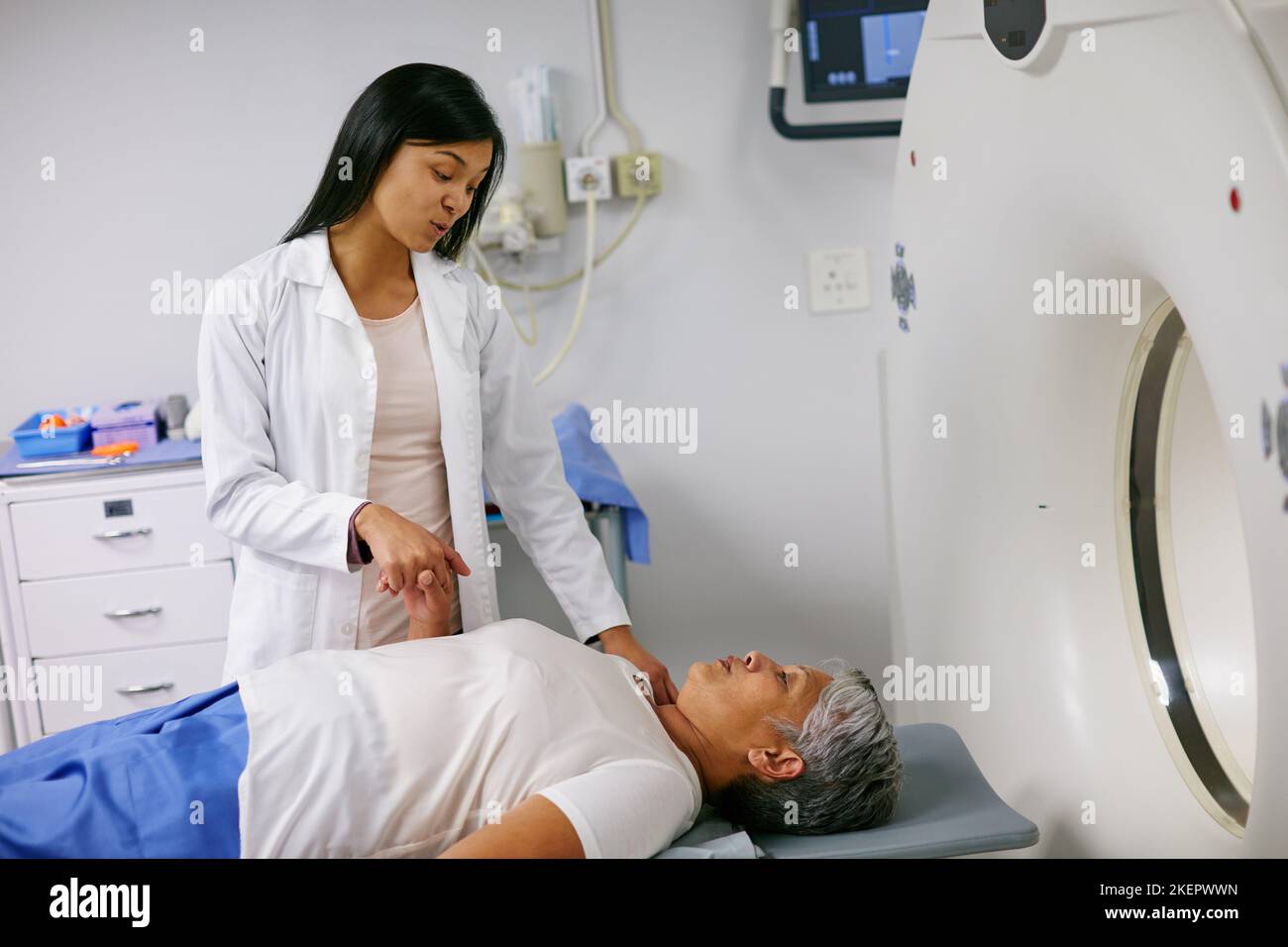 Providing reassurance. a senior woman being comforted by a doctor ...