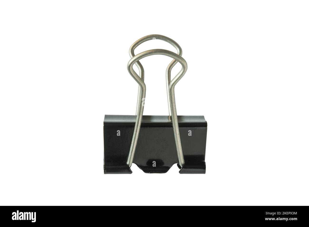 Black binder clip on white background Stock Photo - Alamy