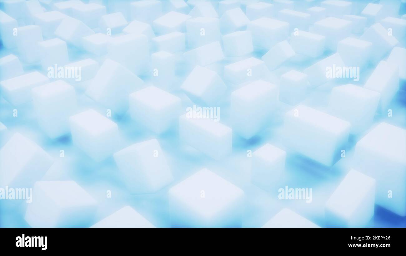 Beautiful soft shining geometry blue boxes - abstract 3D illustration ...