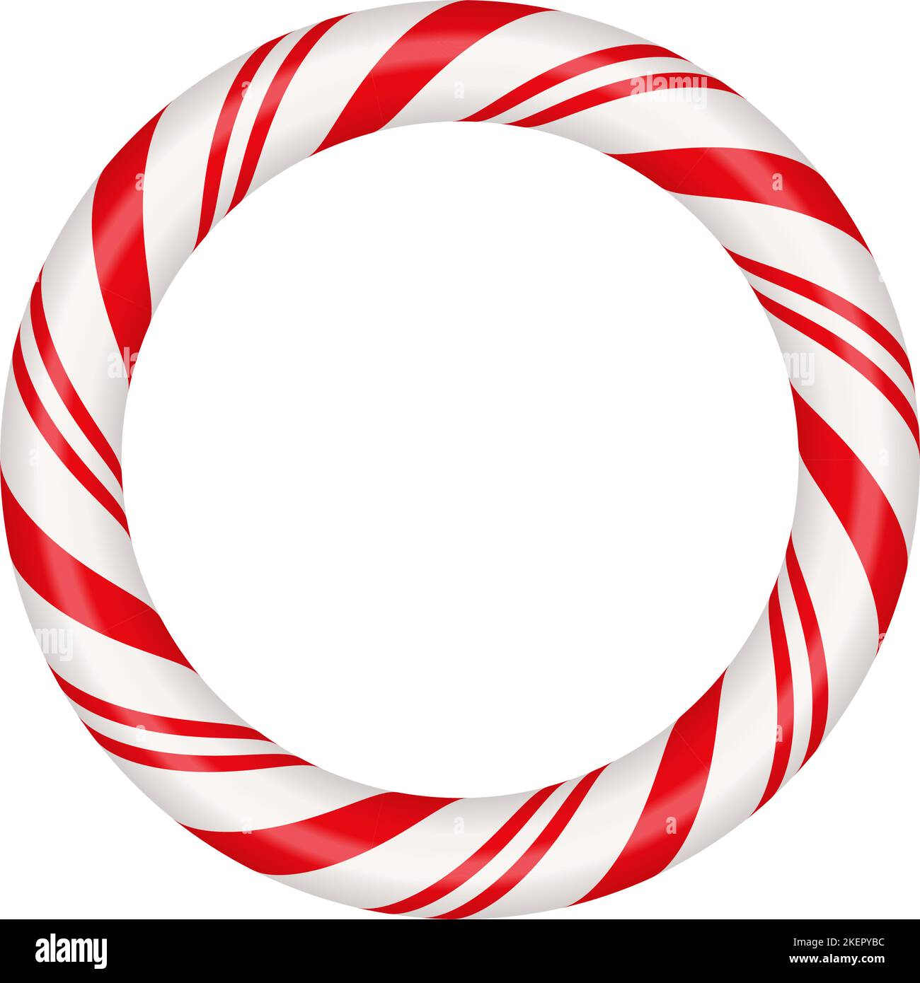 Christmas candy cane circle frame with red and white striped. Xmas ...
