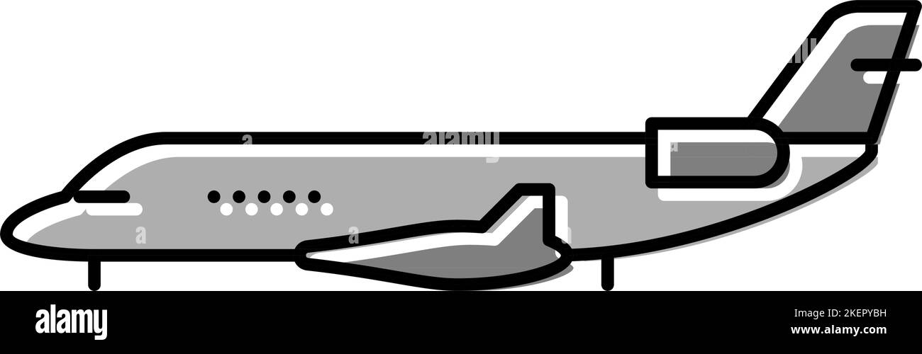 private jet airplane aircraft color icon vector illustration Stock ...