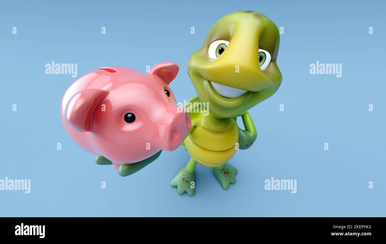 Fun 3D cartoon green turtle Stock Photo - Alamy