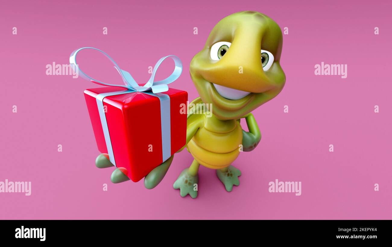 Fun 3D cartoon green turtle Stock Photo - Alamy