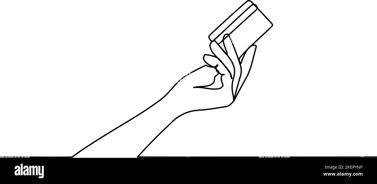 Hand holding credit card continuous line drawing Stock Vector Image ...
