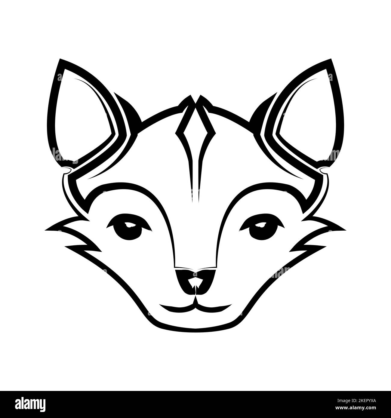 Black and white line art of cute fox head. Good use for symbol mascot ...
