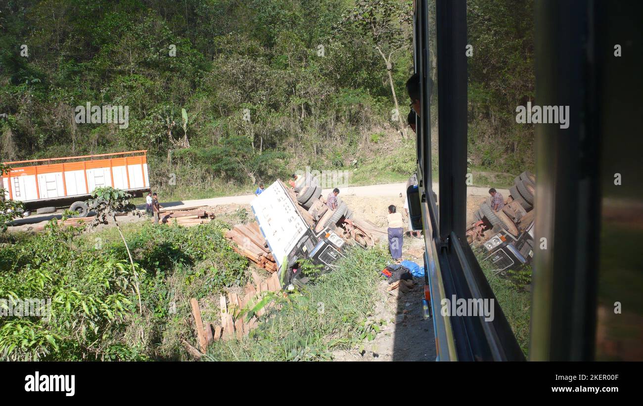 death road bolivia truck fall over old andes scary dangerous Stock ...