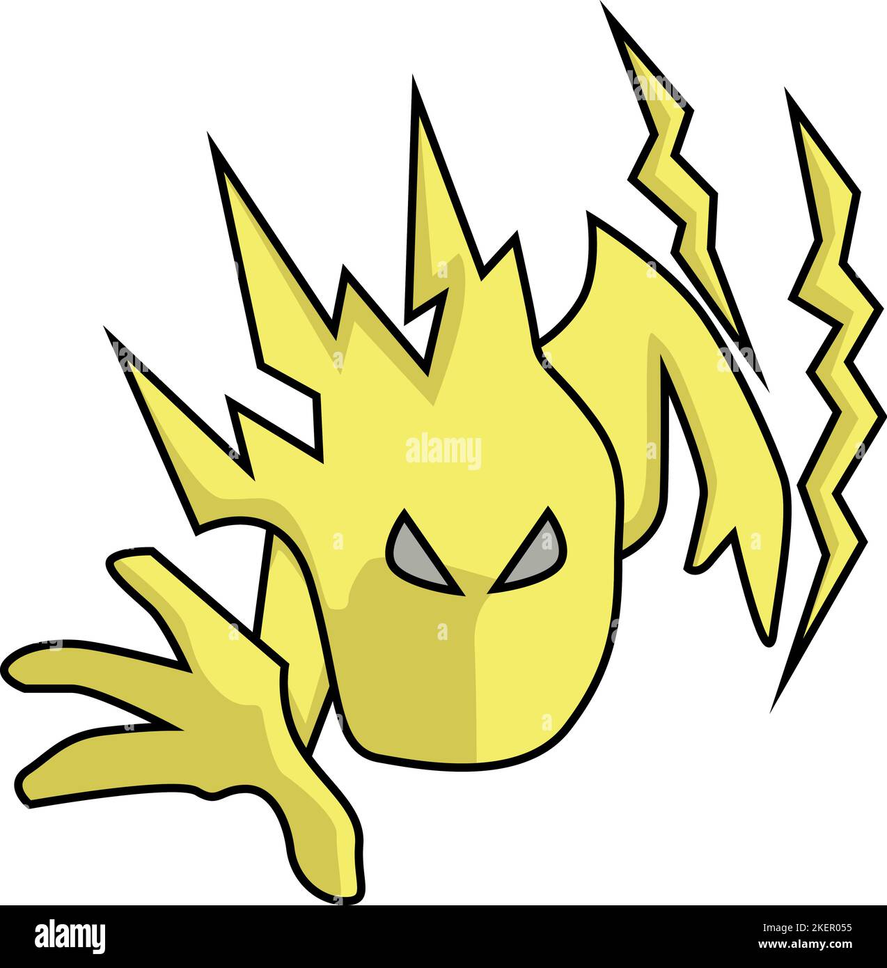 A yellow fire flame monster trying to attack, an editable flat vector ...