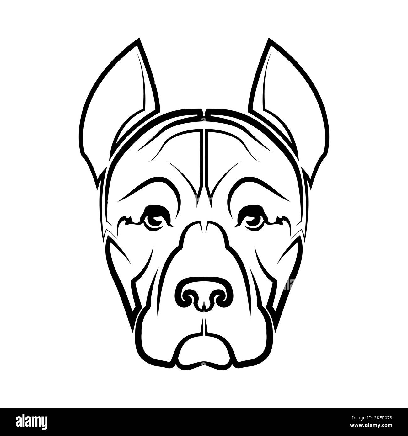 Black and white line art of pitbull dog head. Good use for symbol ...