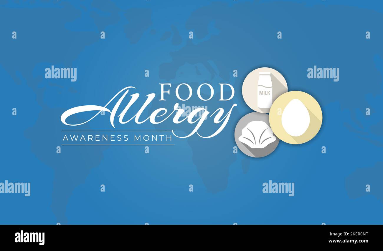 Food Allergy Awareness Month Illustration Background with Milk, Egg and ...