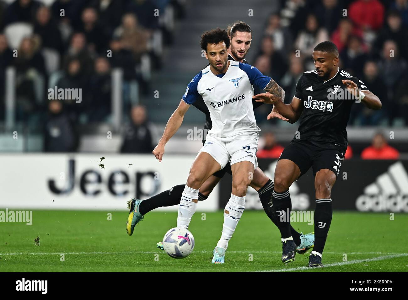Turin, Italy. 13th Nov, 2022. Felipe Anderson (Lazio)Gleison Bremer ...
