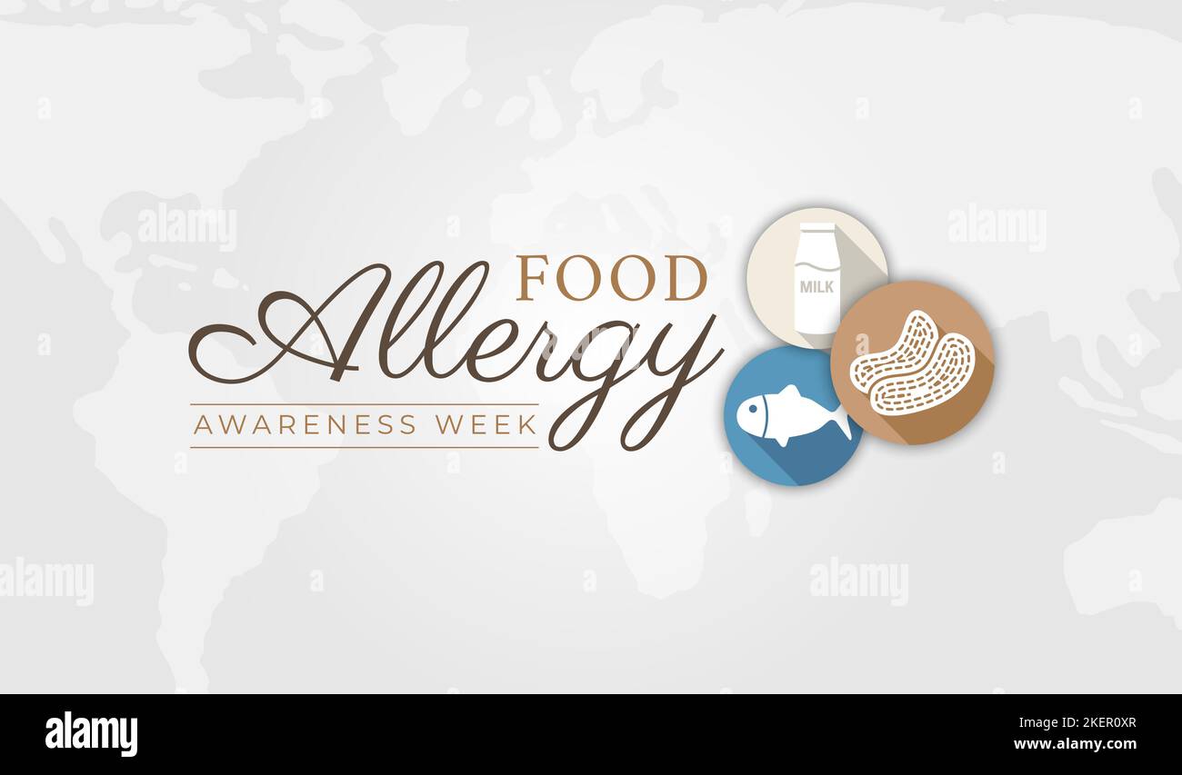 Food Allergy Awareness Week Illustration with Milk, Peanuts and Fish ...