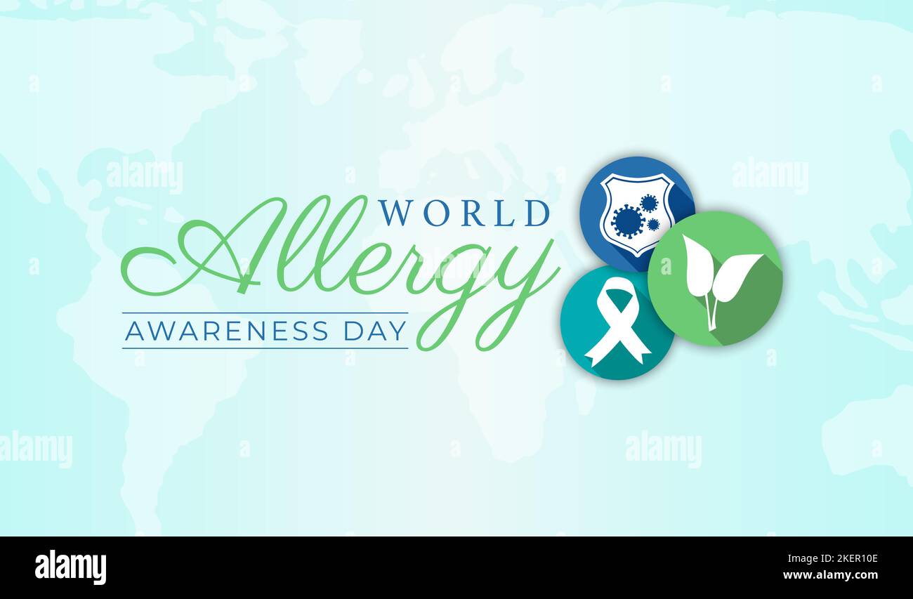World Allergy Awareness Day Illustration with Pollen, Ribbon Icons ...