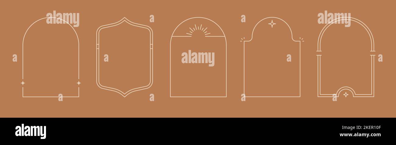 Line arch frame set. Minimal line style arch, oval shape boho frame ...