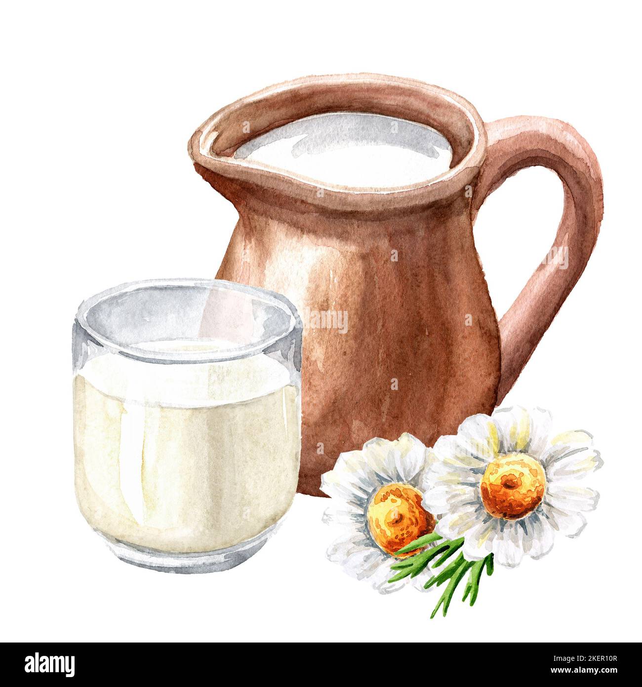 Cream milk. Hand drawn watercolor illustration isolated on white ...