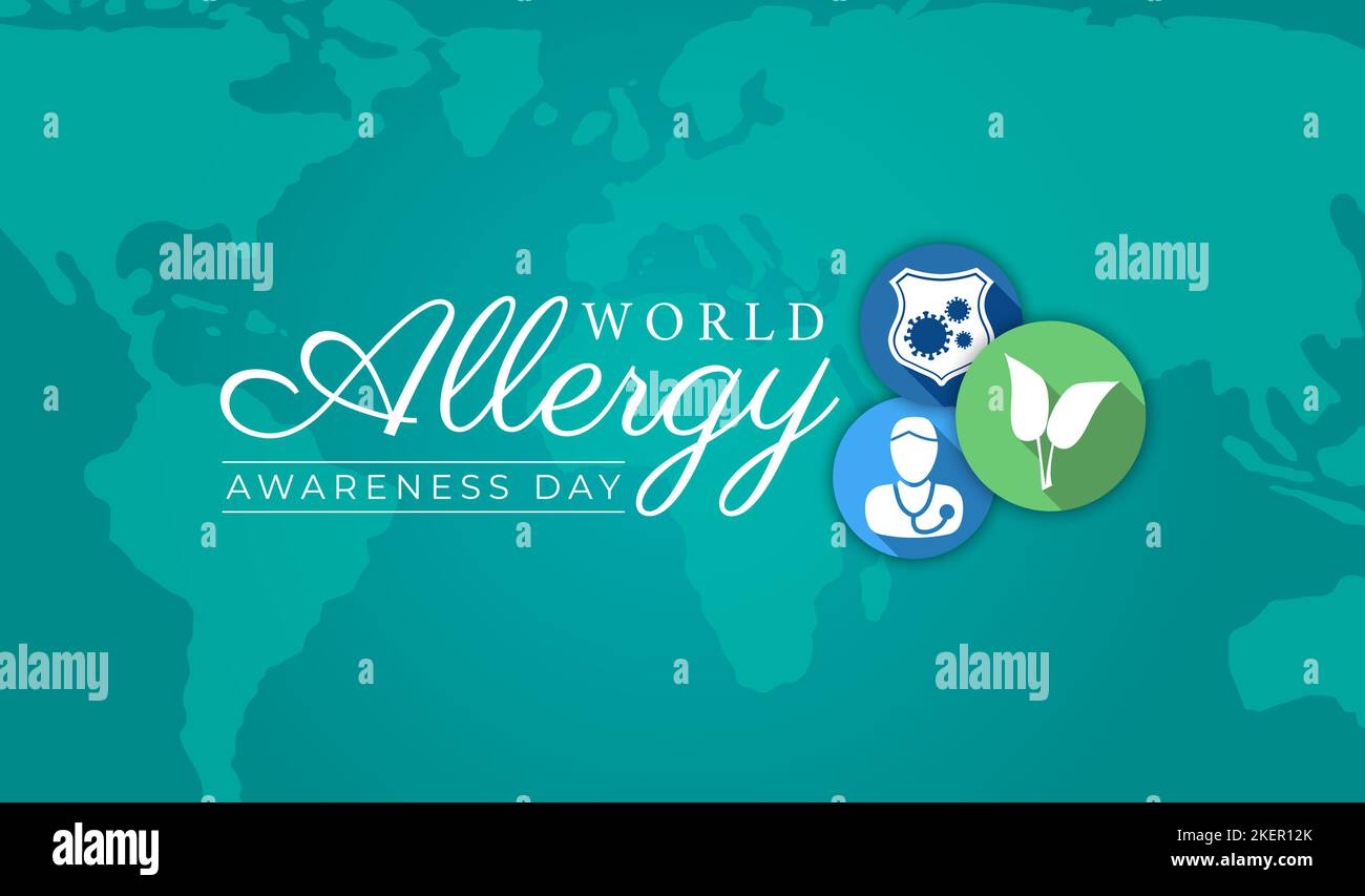 World Allergy Awareness Day Teal Illustration Background Design Stock ...