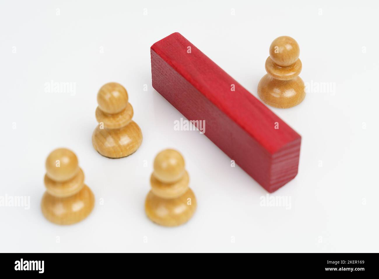 Security and crime concept. The white pawn is isolated from the other ...