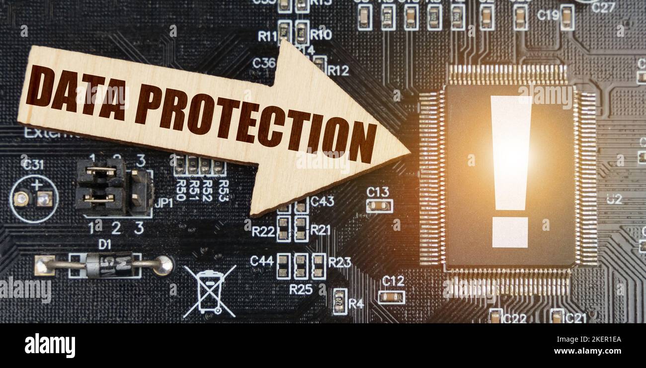 Internet and security concept. On the computer board, a microcircuit ...