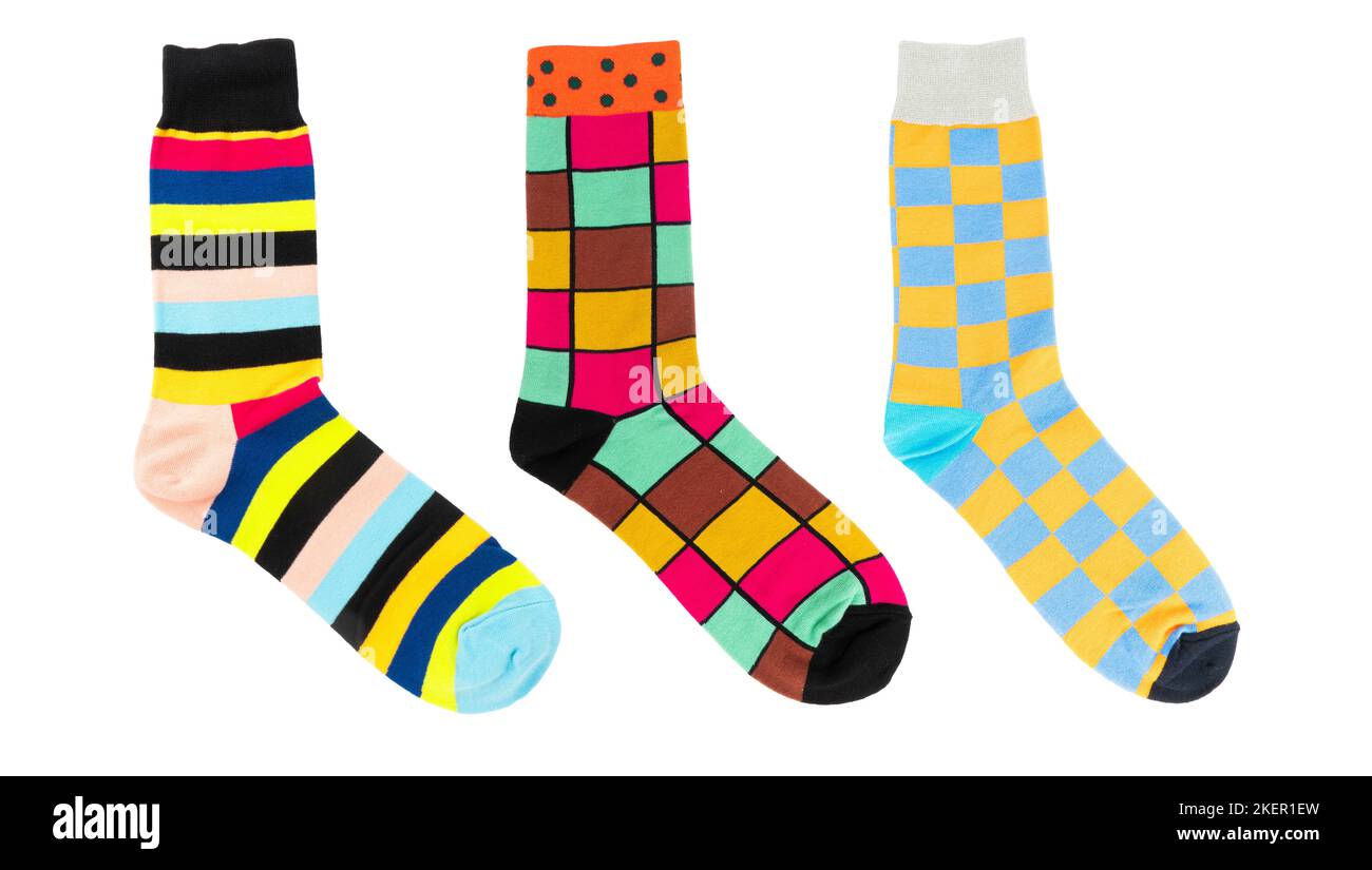 One sock with different lines isolated on white background. Colorful ...