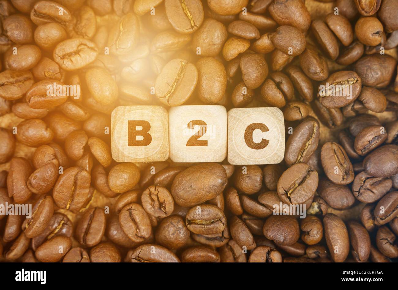 Coffee business. Among the coffee beans are cubes that say - B2C Stock ...