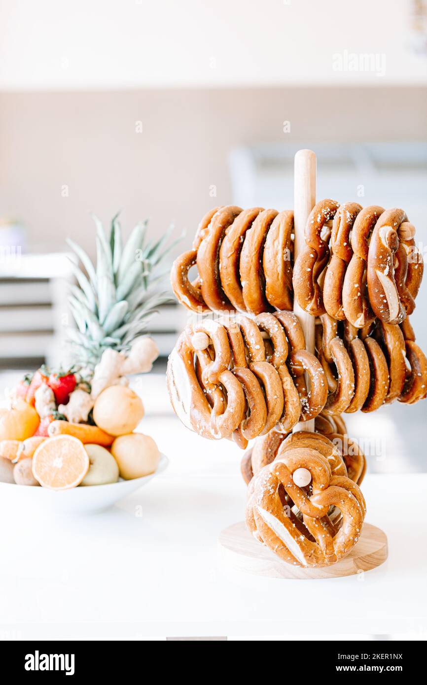 Traditional German savory lye pretzel with salt Stock Photo - Alamy