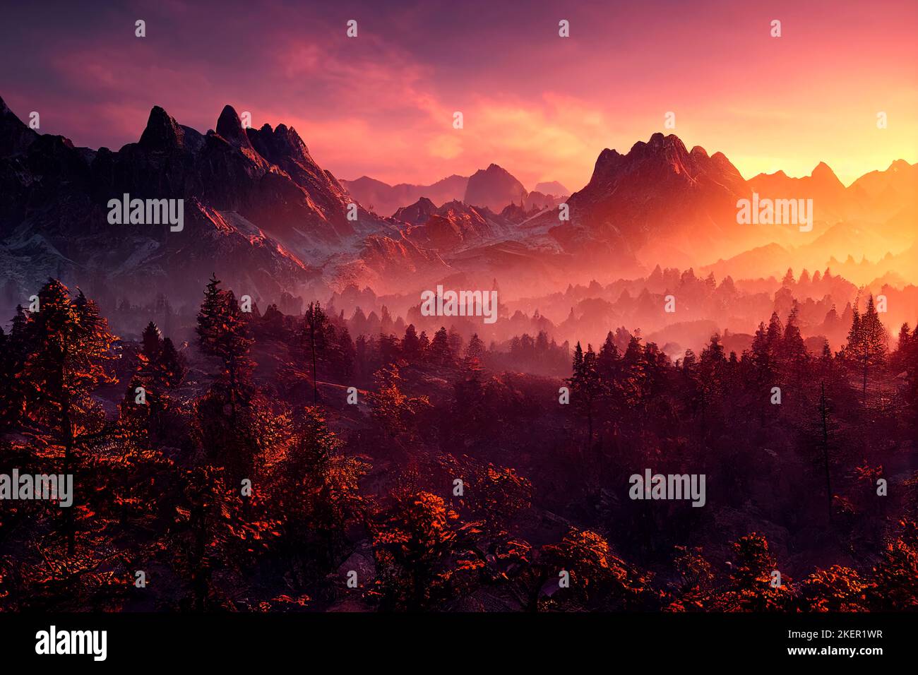 Amazing scene with mountains , Sunrise from the top of the mountain ...