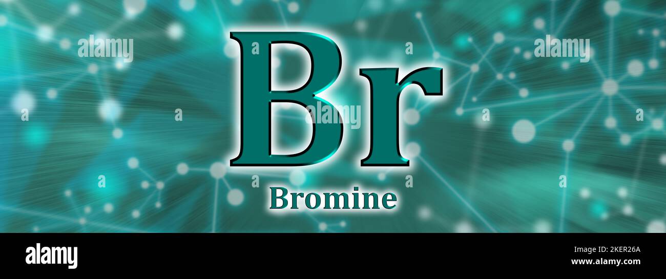 Br symbol. Bromine chemical element on green network background Stock ...