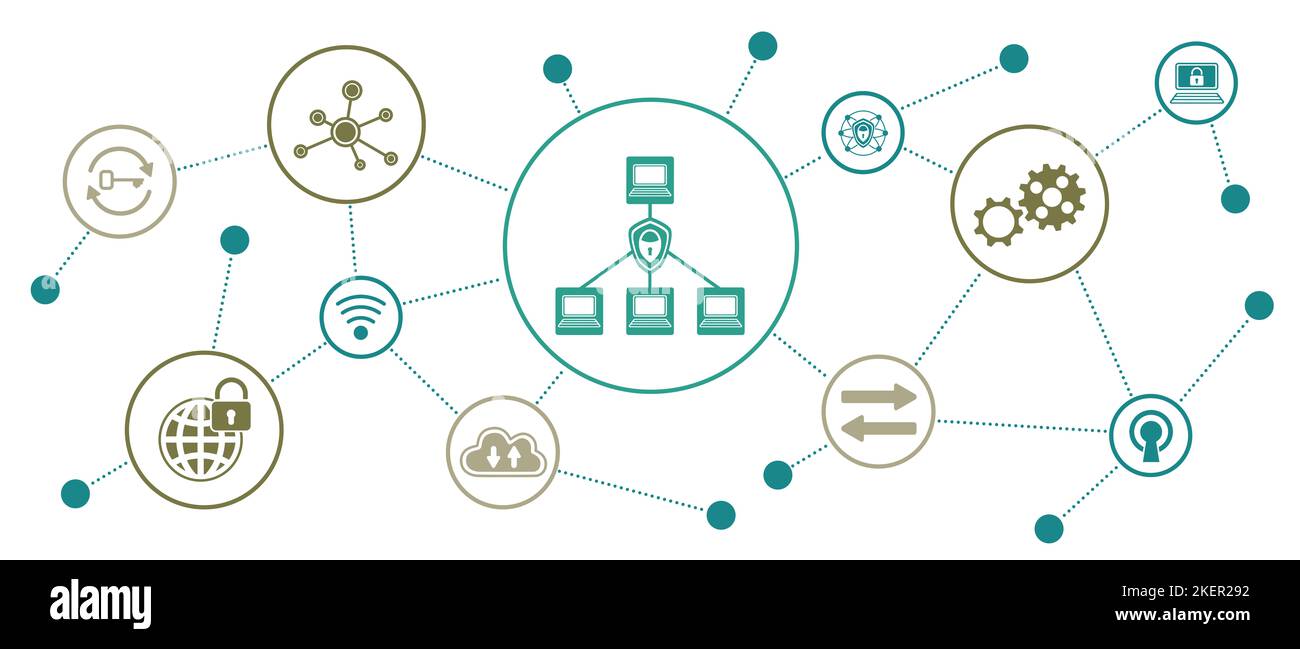 Concept of vpn with connected icons Stock Photo - Alamy
