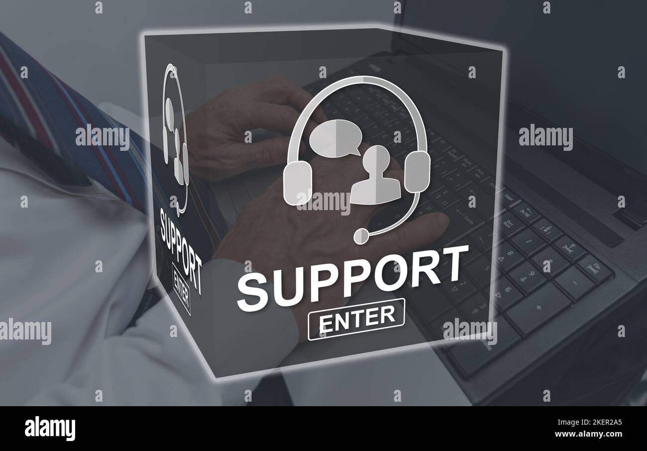 Support concept illustrated by a picture on background Stock Photo - Alamy