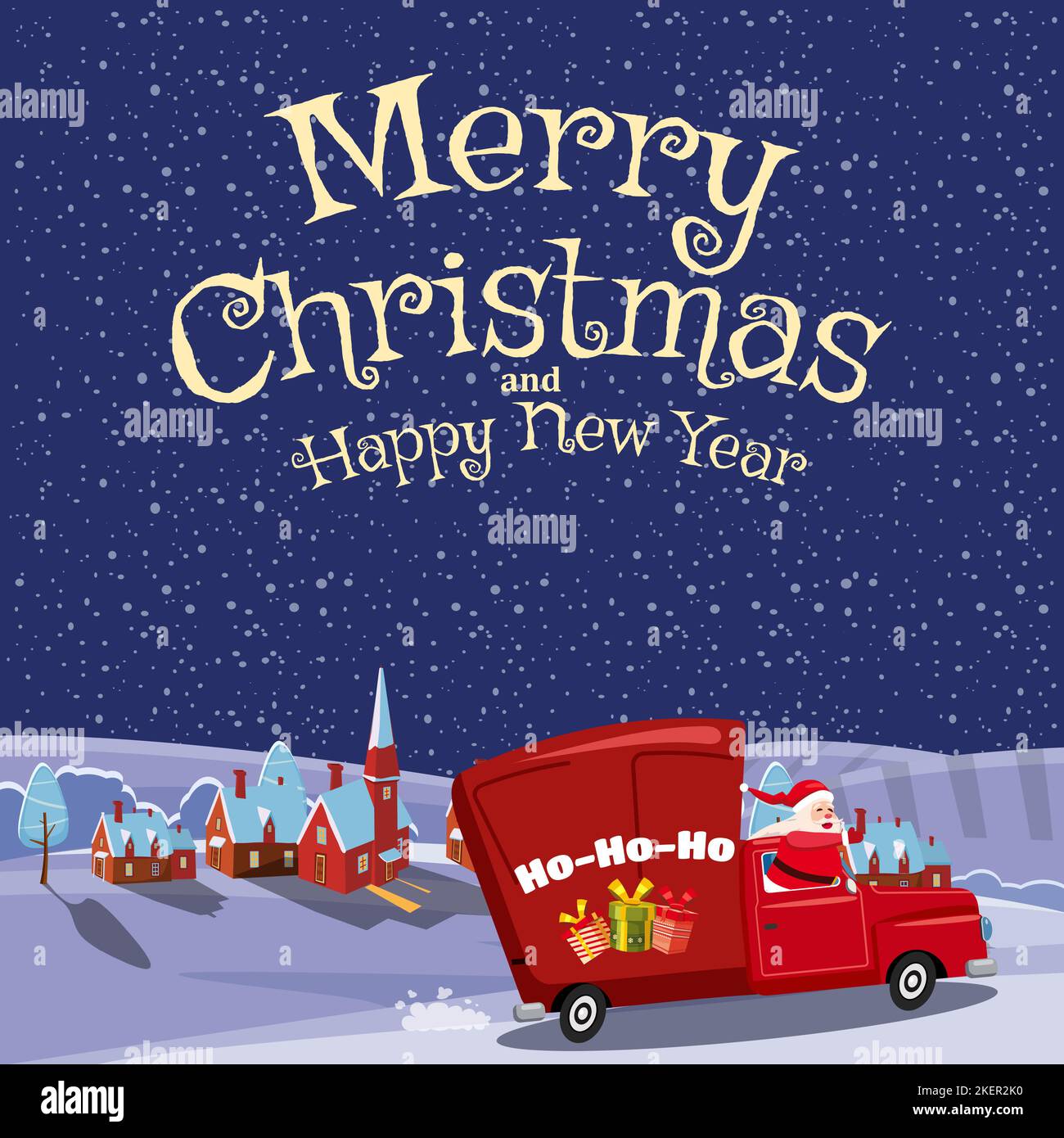 Santa Claus drives an old retro car, truck Stock Vector Image & Art - Alamy