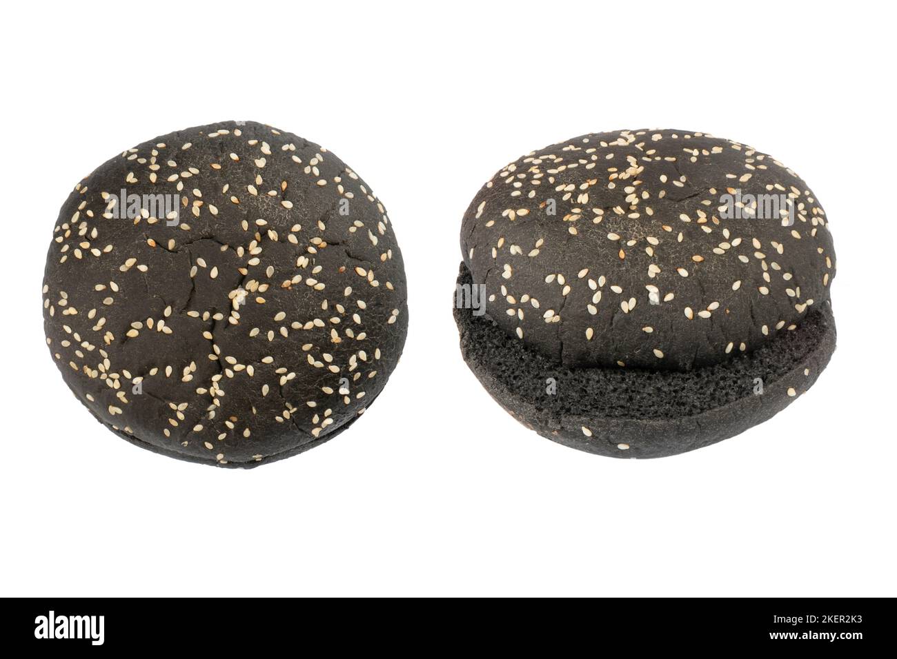 Fresh black burger bun isolated on white background with clipping path ...