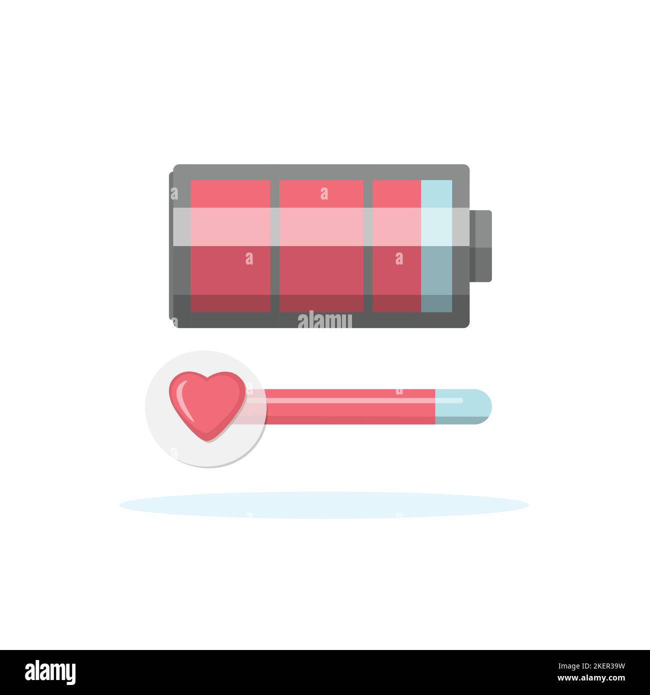 Battery icon charging. Love level concept. Valentine day. Vector ...