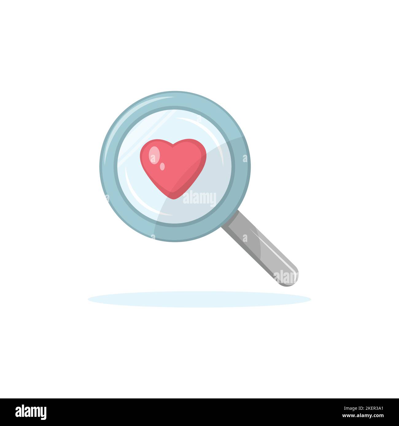 Magnifying glass icon with a heart. Valentine day. Vector illustration ...