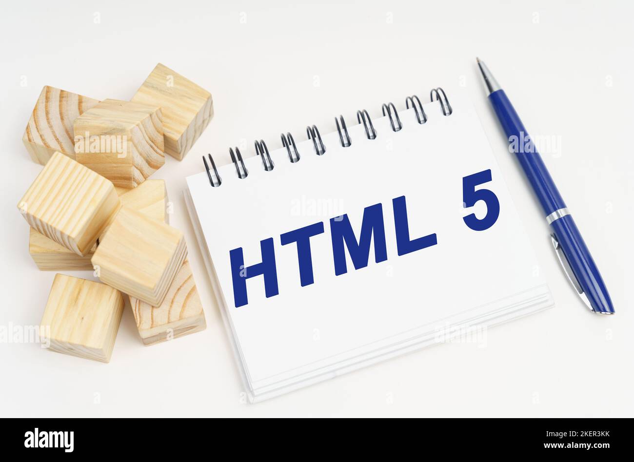 Internet and security concept. On the table are cubes, a pen and a ...