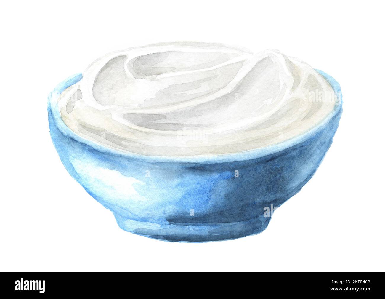 Sour cream. Hand drawn watercolor illustration isolated on white ...