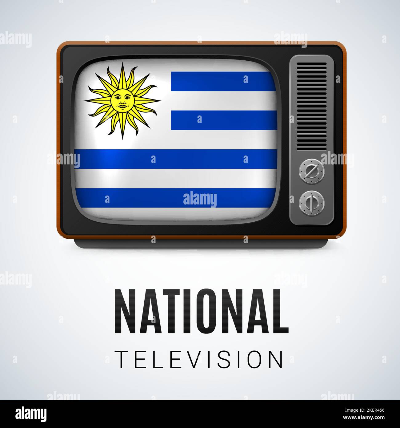 Vintage TV and Flag of Uruguay as Symbol National Television. Button ...