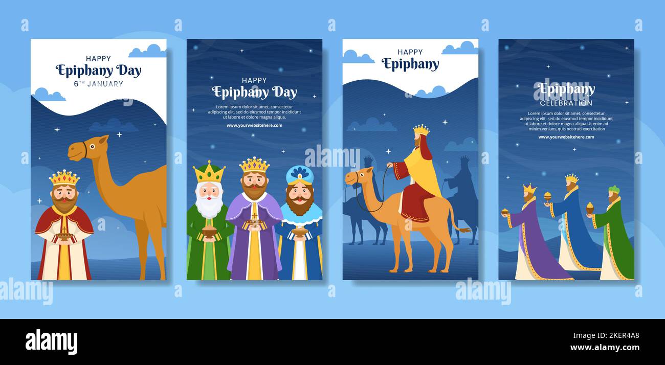 Happy Epiphany Day Social Media Stories Flat Cartoon Hand Drawn ...