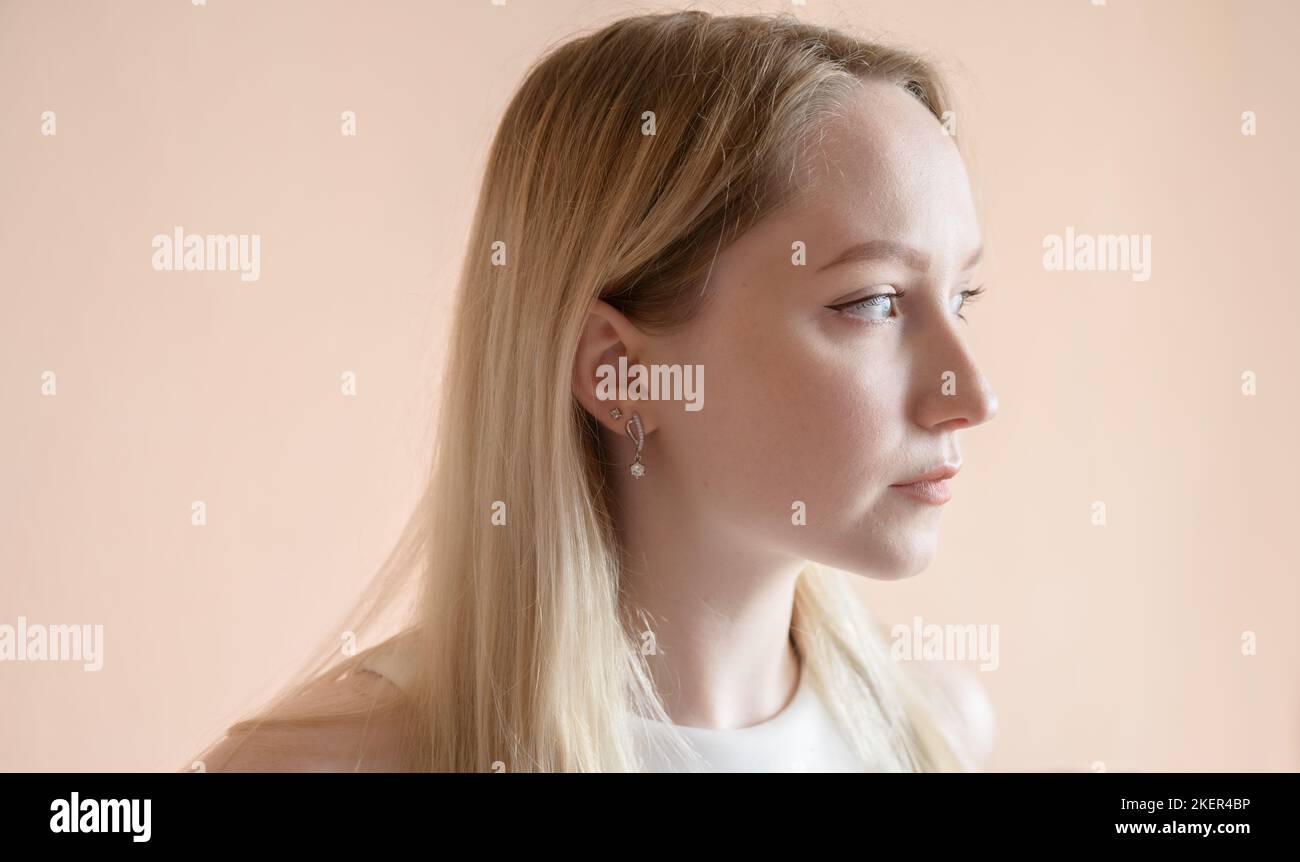Portrait of young woman without retouch - natural beauty Stock Photo ...