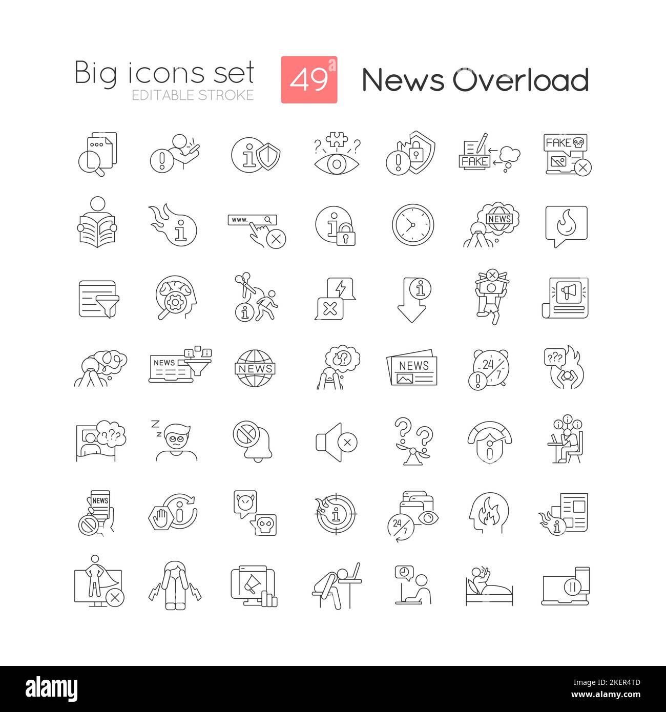 News overload linear big icons set Stock Vector Image & Art - Alamy