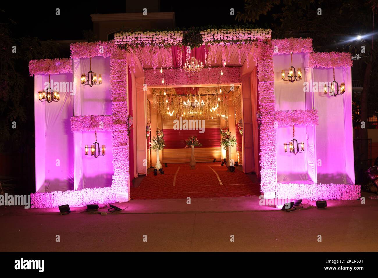 Marriage reception stage decorations hi-res stock photography and ...