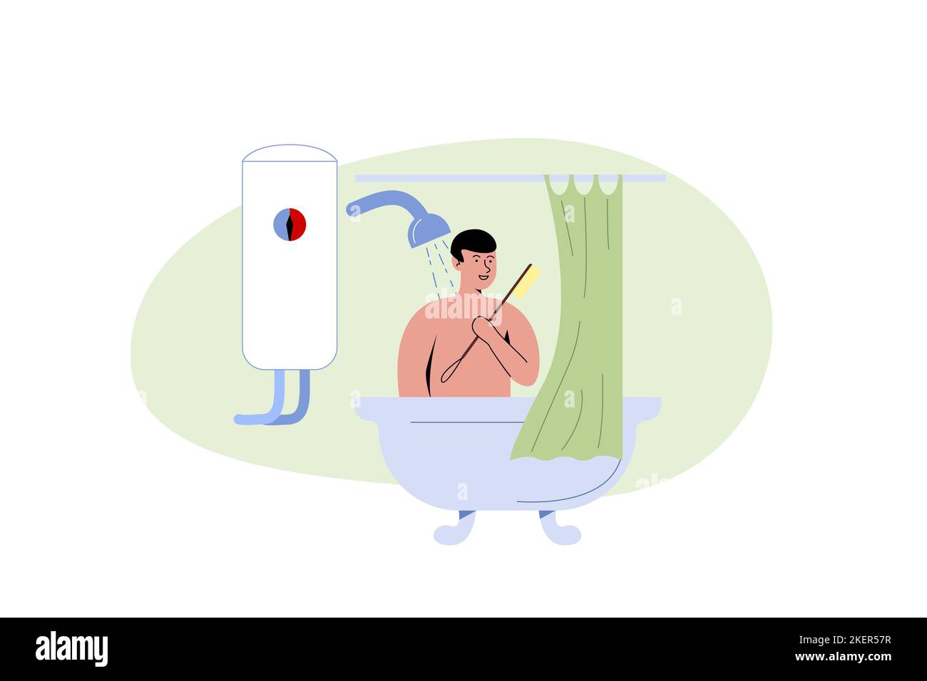 Man bathing scene. Flat vector Stock Vector Image & Art - Alamy