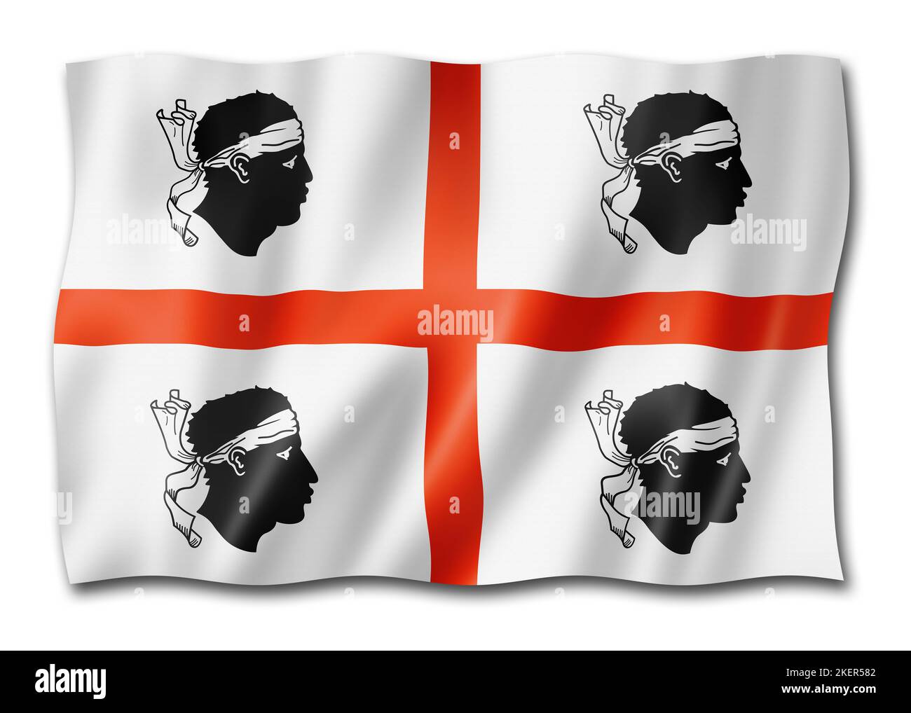 Sardinia region flag, Italy waving banner collection. 3D illustration ...