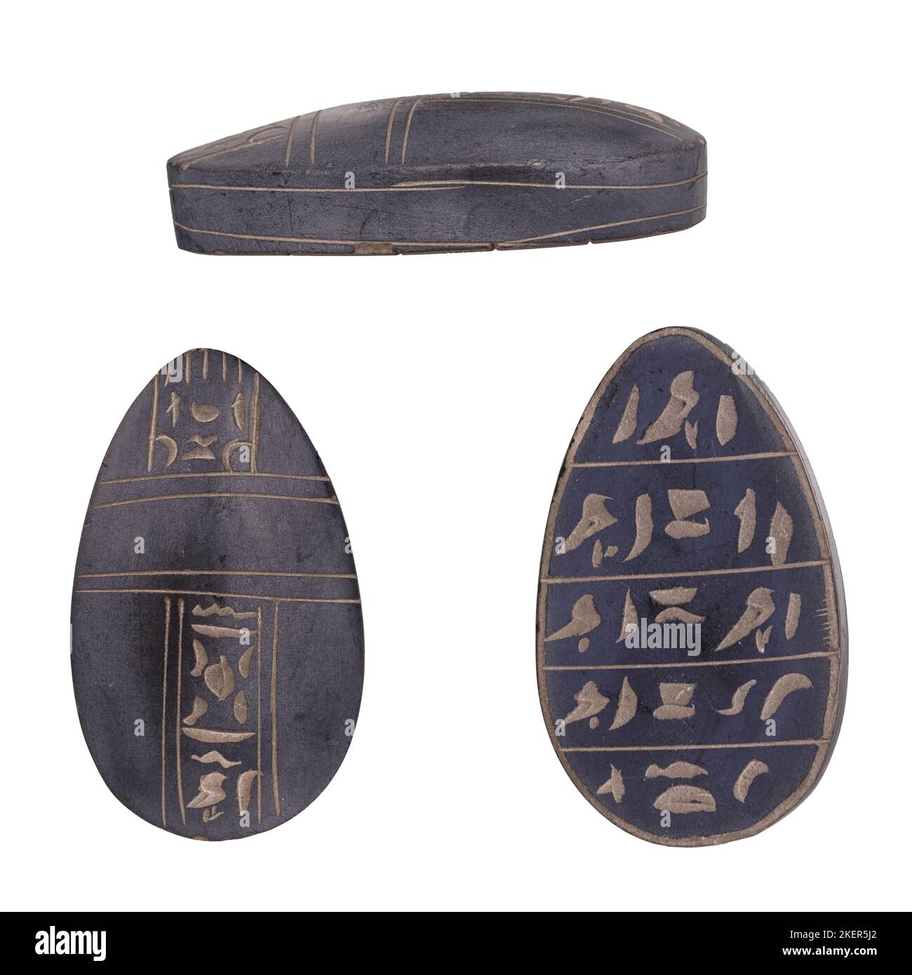 egyptian stone scarab with hieroglyphs isolated on white Stock Photo ...