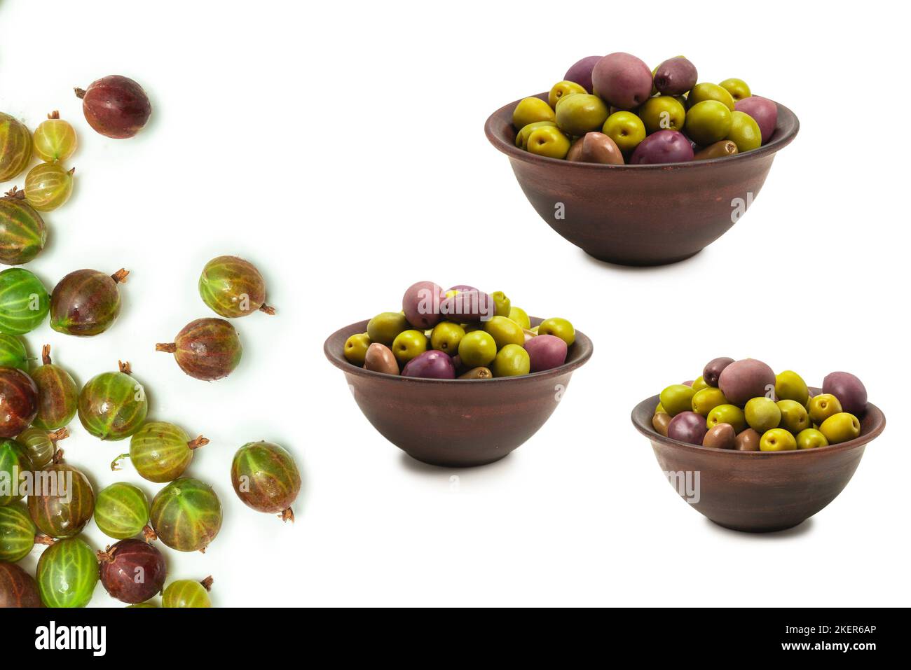 Olives in ceramic brown bowl isolated on white background Stock Photo ...