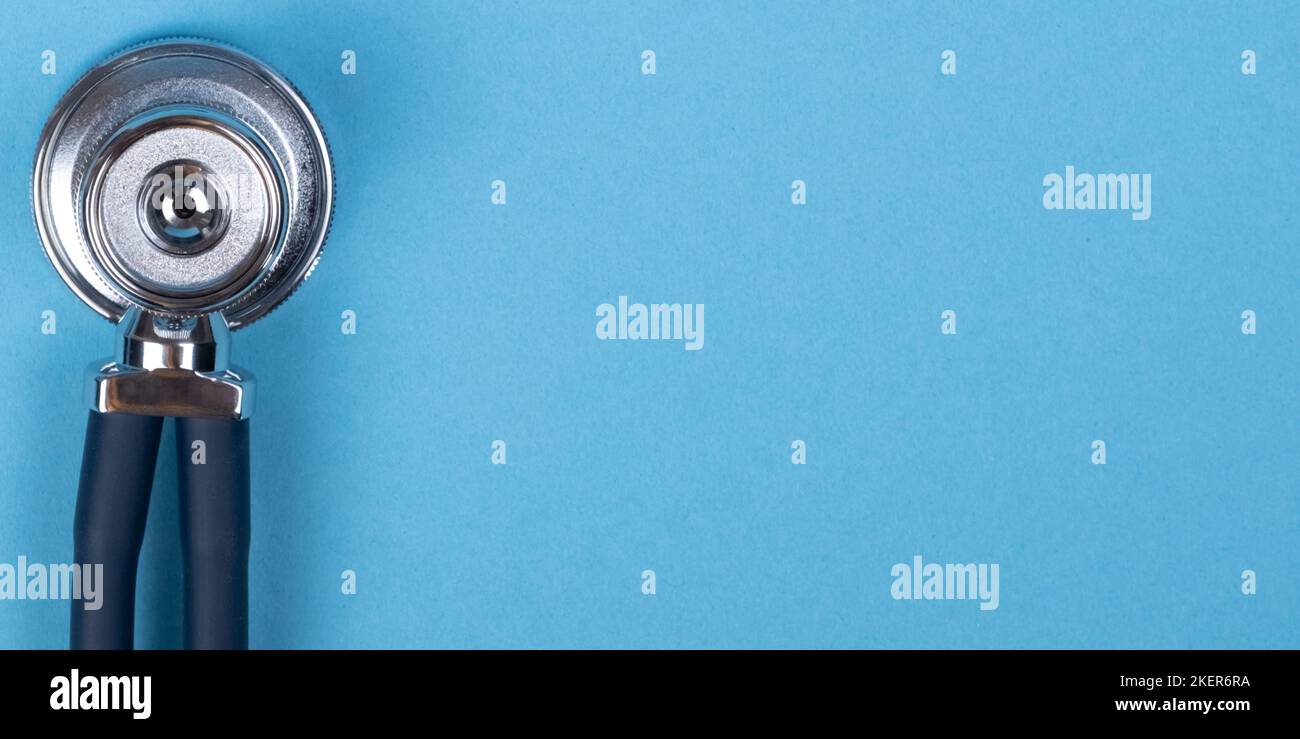 Stethoscope on a light blue background. Close-up. Health care and ...