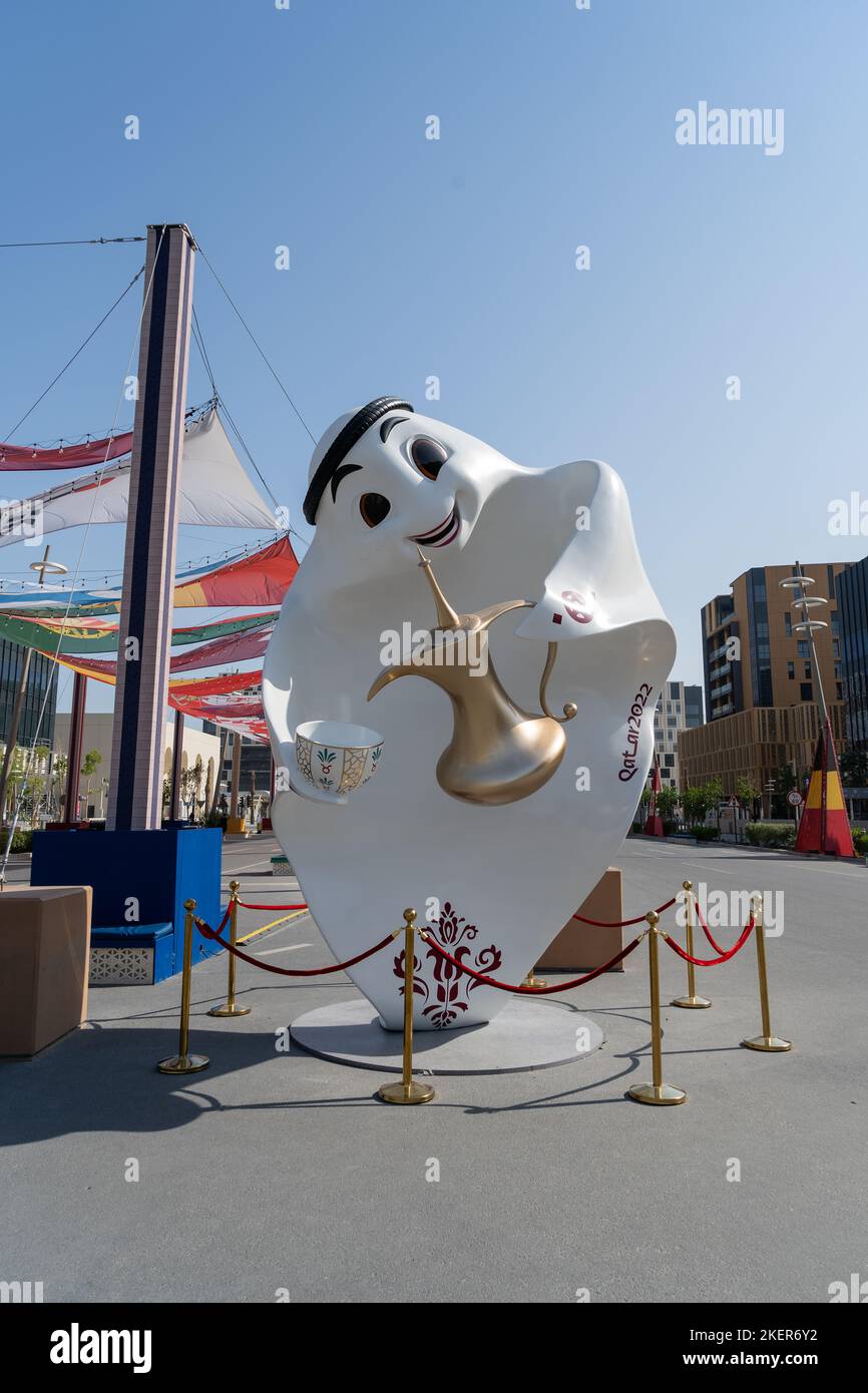 FIFA World Cup 2022 official mascot Laeeb in Lusail Boulevard, Doha ...
