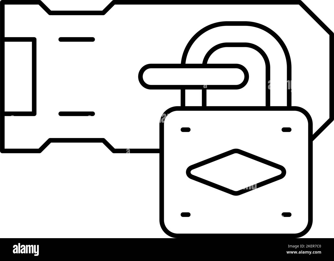 door padlock line icon vector illustration Stock Vector Image & Art - Alamy