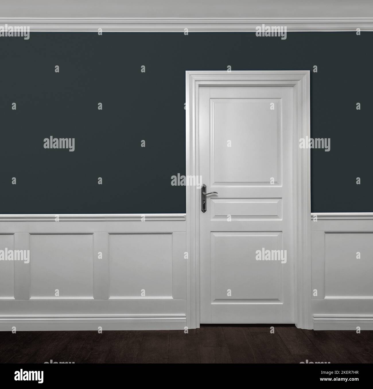 Elegant wooden door in empty room with copy space Stock Photo - Alamy