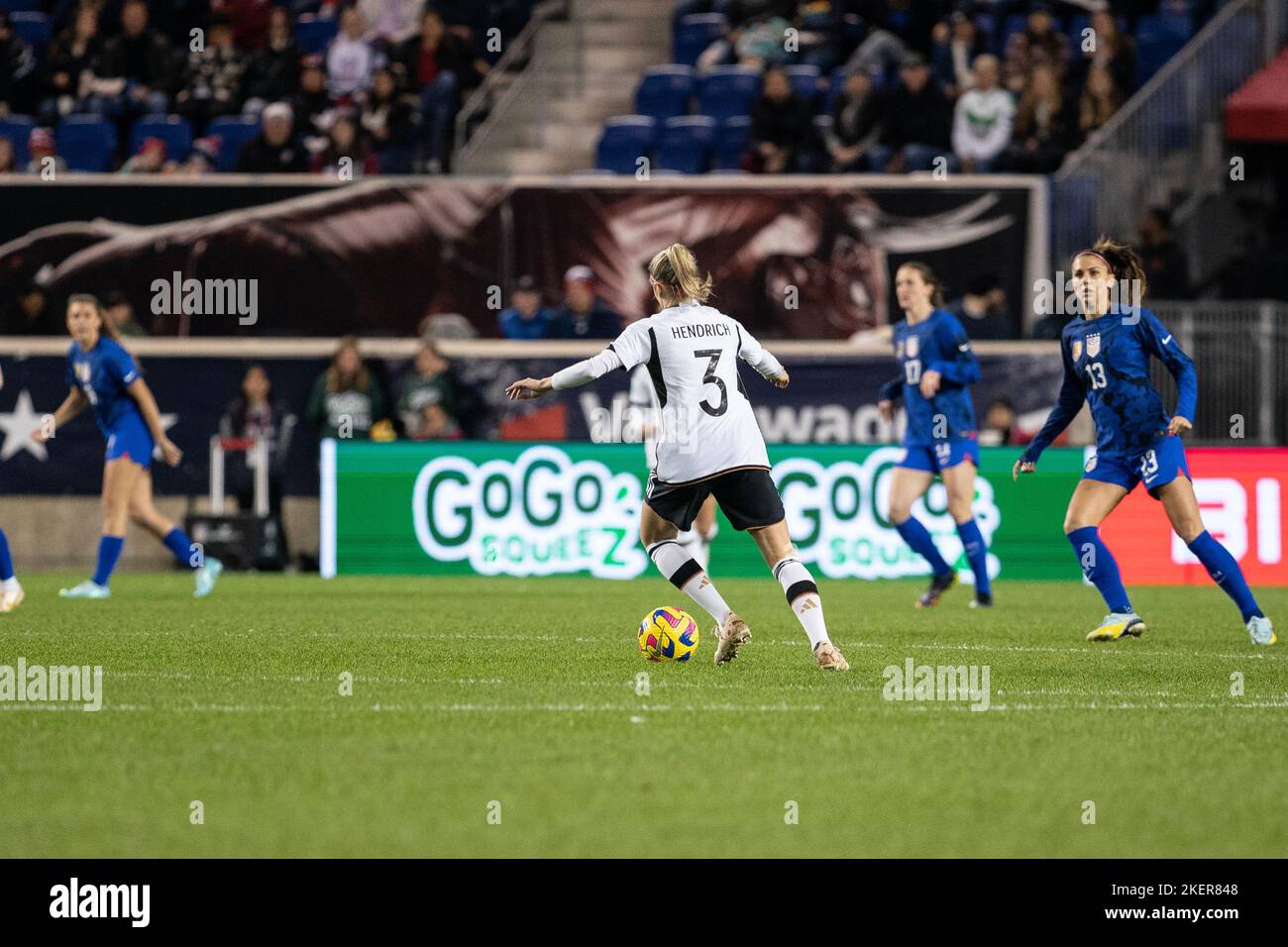 Kathrin Hendrich (3) of Germany controls ball during friendly match ...