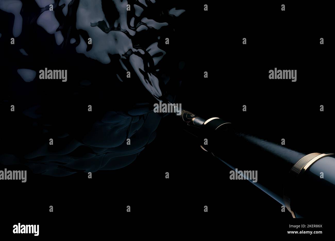 A concept showing a fountain pen jetting out a swirling plume of thick ...