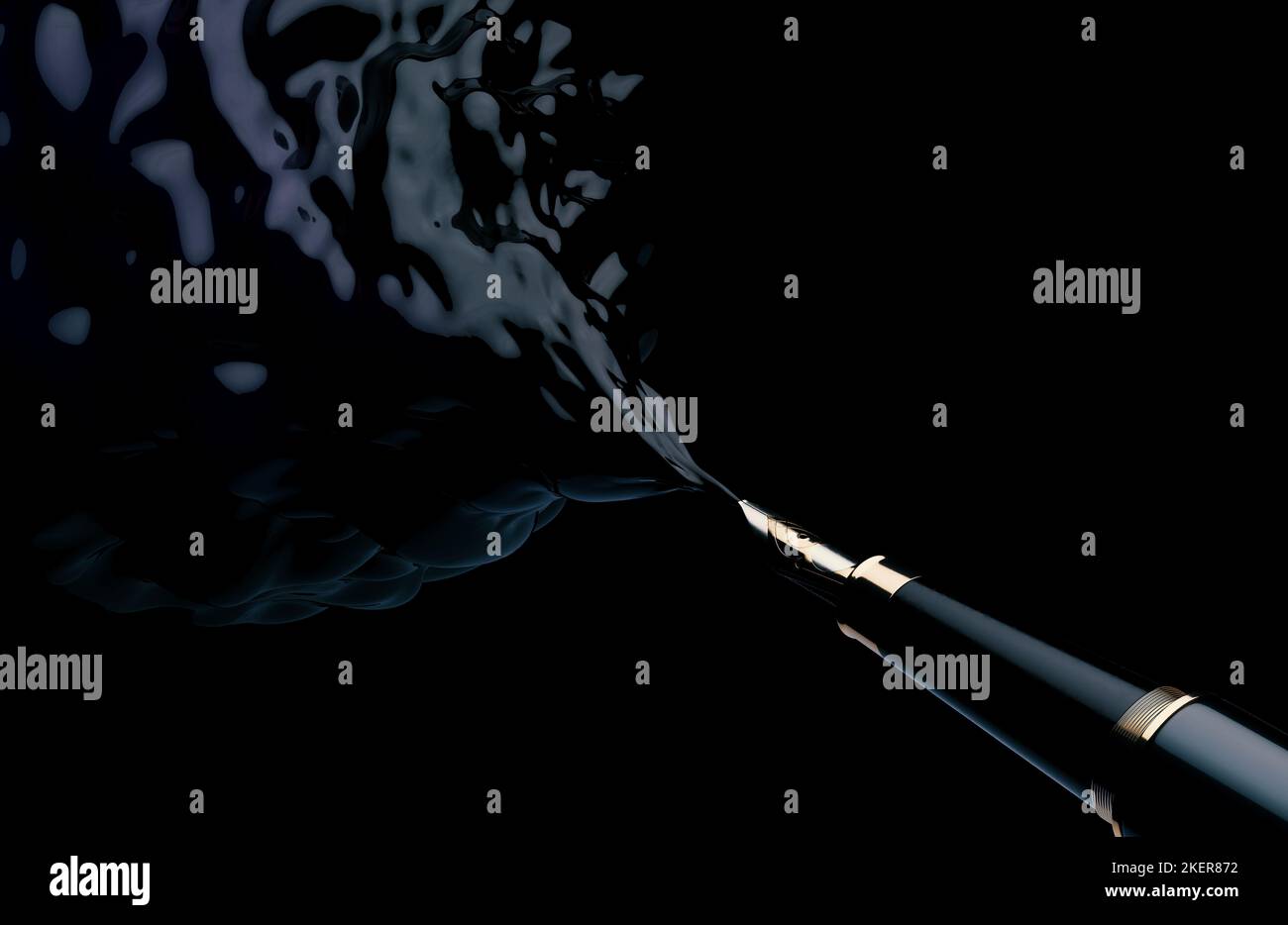 A concept showing a fountain pen jetting out a swirling plume of thick ...